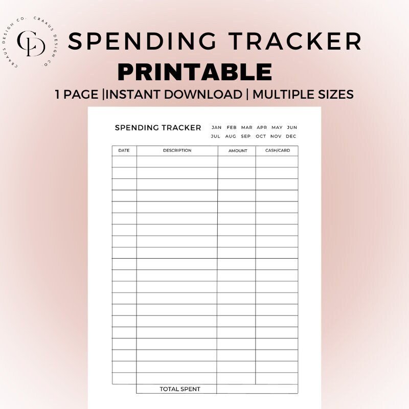 Spending Tracker Printable, Printable Expense Tracker, Spending Log ...