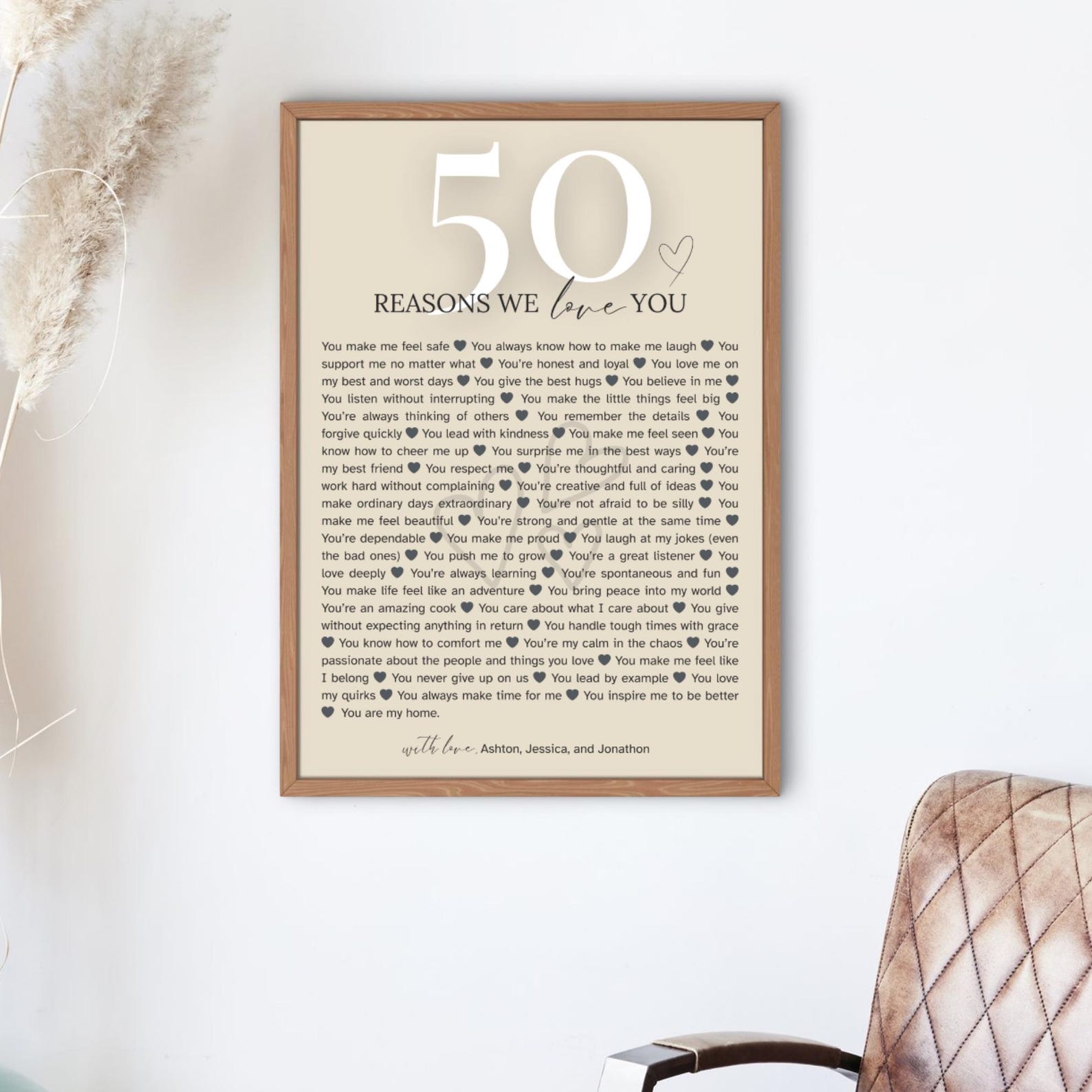 50 Reasons We Love You Poster: Personalized Birthday Gift (digital ...