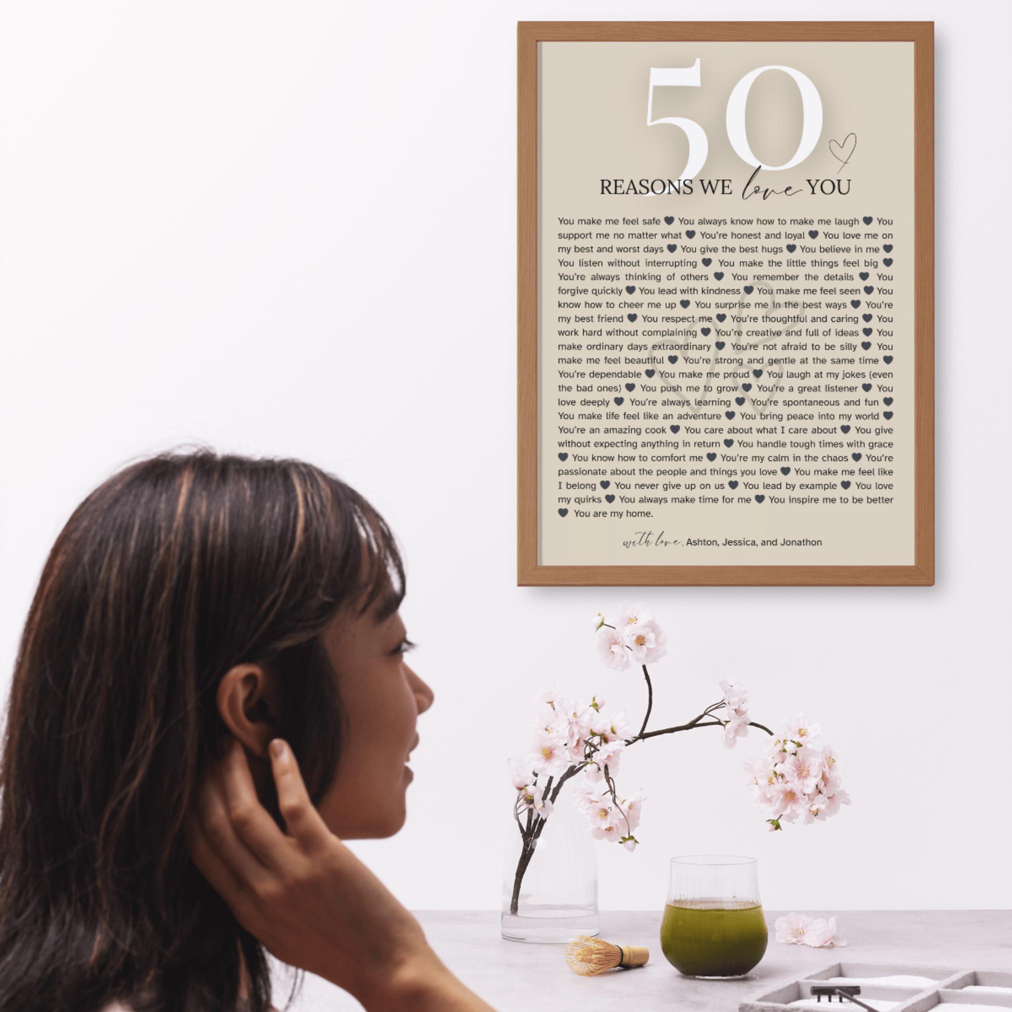 50 Reasons We Love You Poster: Personalized Birthday Gift (digital ...