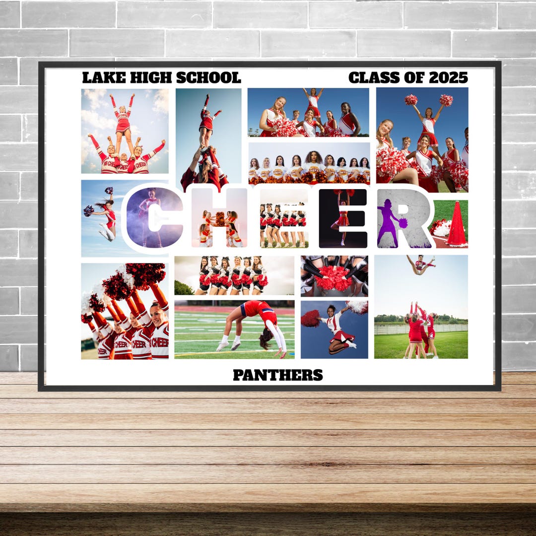 Cheerleading Photo Collage,high School Cheer Poster, Cheerleader Gift ...
