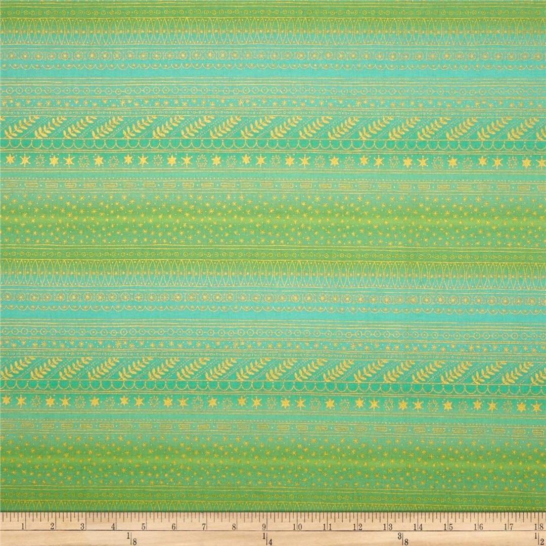Alexander Henry Christmas Time Filigree Stripe Green 1 Yard Cut - Etsy