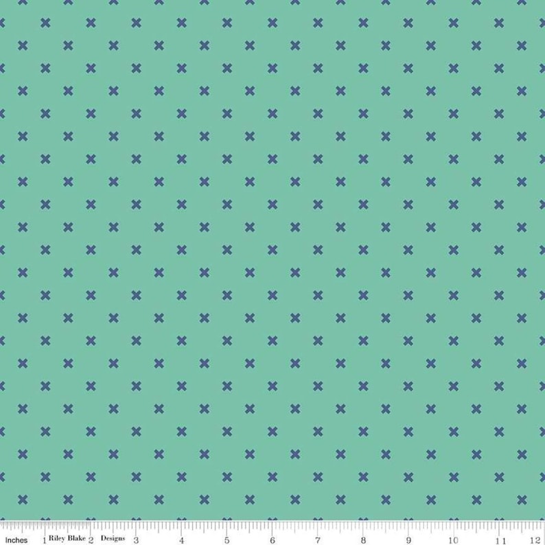 Bee Basic X in Teal Lori Holt 1 Yard Cut - Etsy