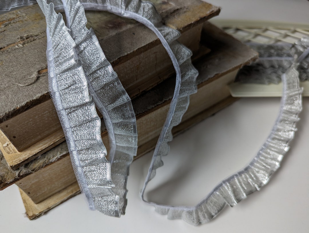 Pleated Metallic Silver Ribbon Trim Vintage by the Yard - Etsy