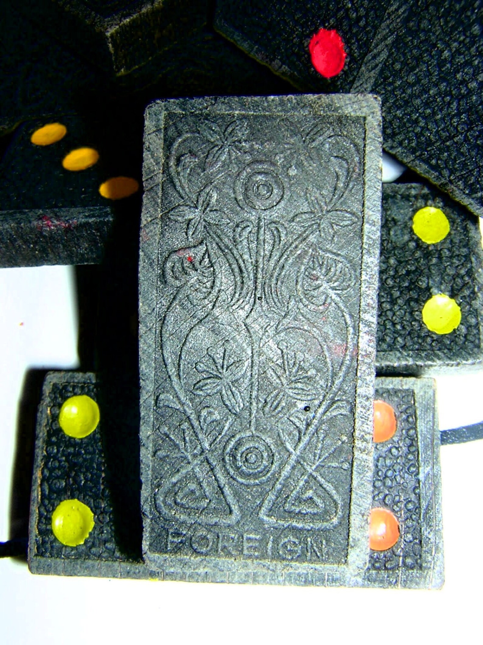 10 Vintage Wooden Mixed Dominoes With Colored Pips Black | Etsy