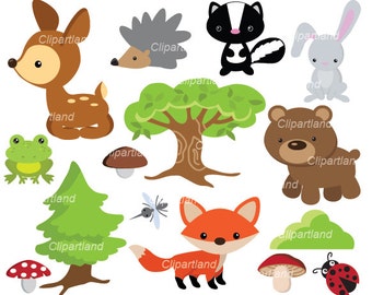 INSTANT Download. Forest friends. Woodland clip art. Cf_33. | Etsy