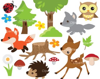 INSTANT Download. Forest friends. Woodland clip art. Cf_33. | Etsy