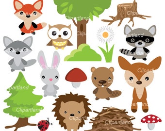 INSTANT Download. Forest friends. Woodland clip art. Cf_33. | Etsy