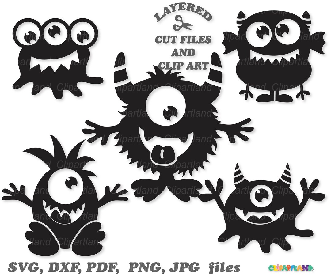 INSTANT Download. Monster Silhouette Svg Cut Files and Clip Art. Cm_23 ...