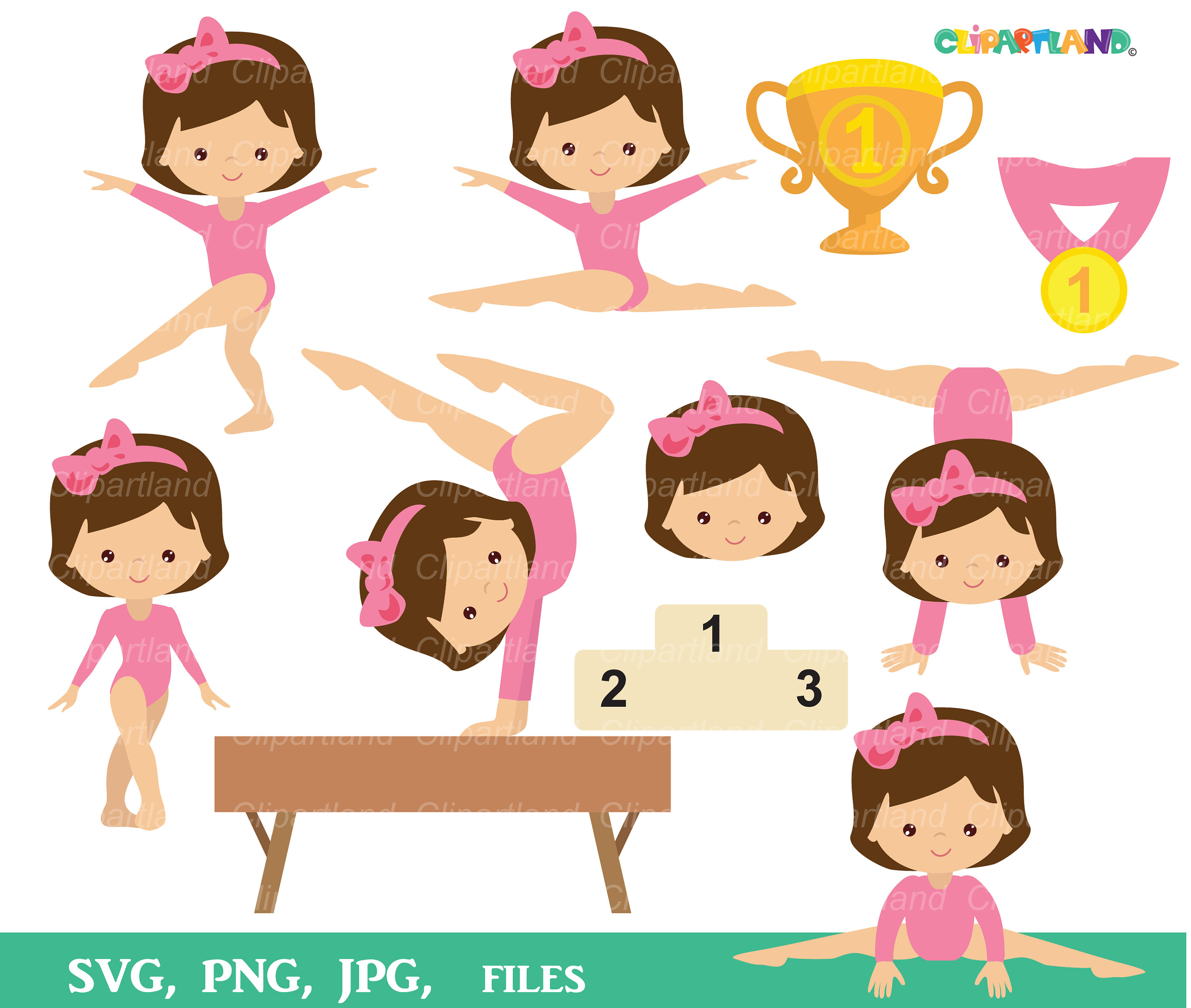 SOFORT DOWNLOAD. Gymnastik Clipart. Mädchen Sport Clip Art. Svg ...