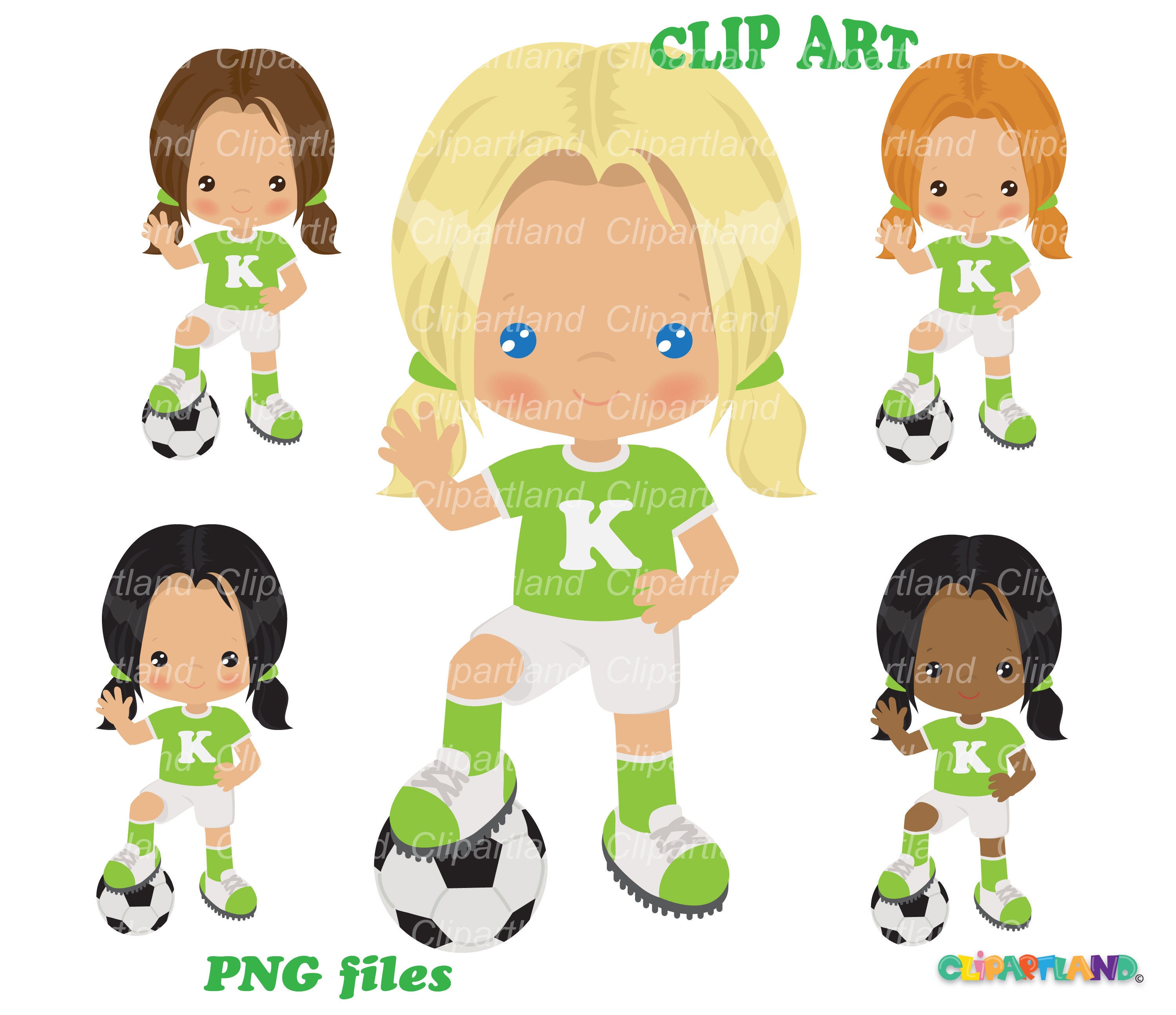 Girls Soccer Team Cartoon
