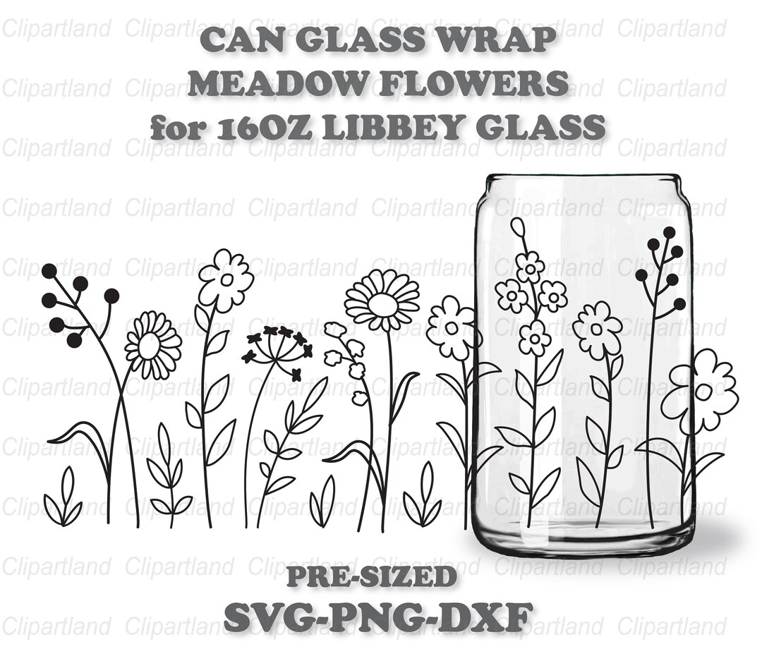 INSTANT Download. Meadow Flowers Libbey Can Glass Wrap Template Svg ...