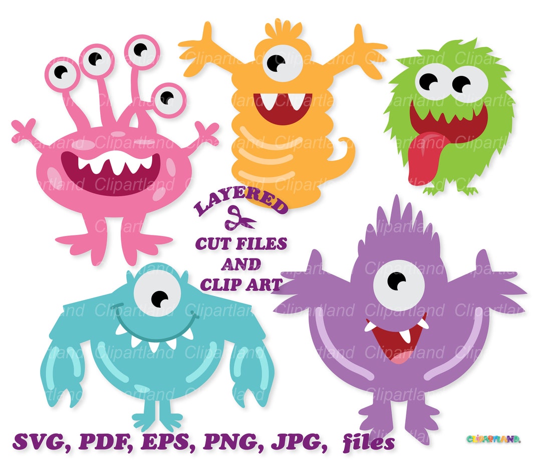 INSTANT Download. Cute Colorful Monsters Cut Files and Clip Art ...
