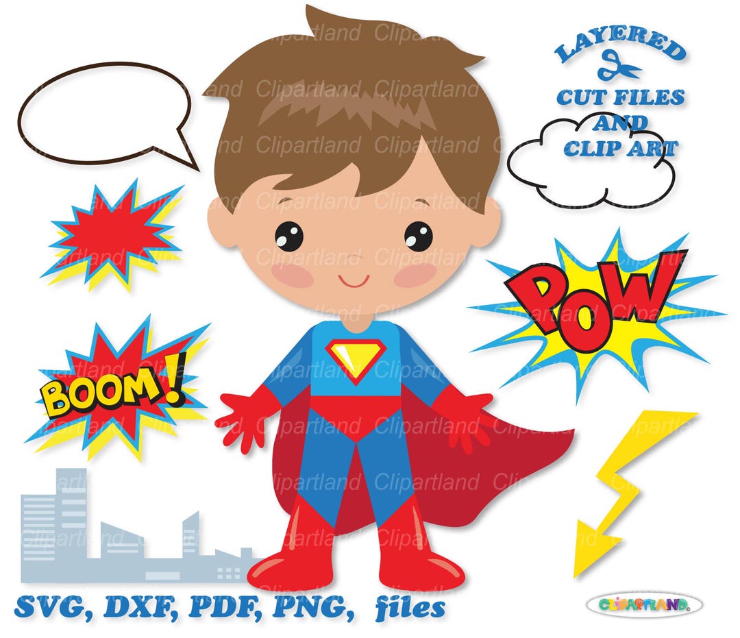 INSTANT Download. Cute Cartoon Superhero Boy Cut Files and Clip Art ...
