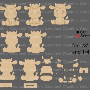 INSTANT Download. Cute Sitting Cow for Laser Cutting. Single Line Svg ...