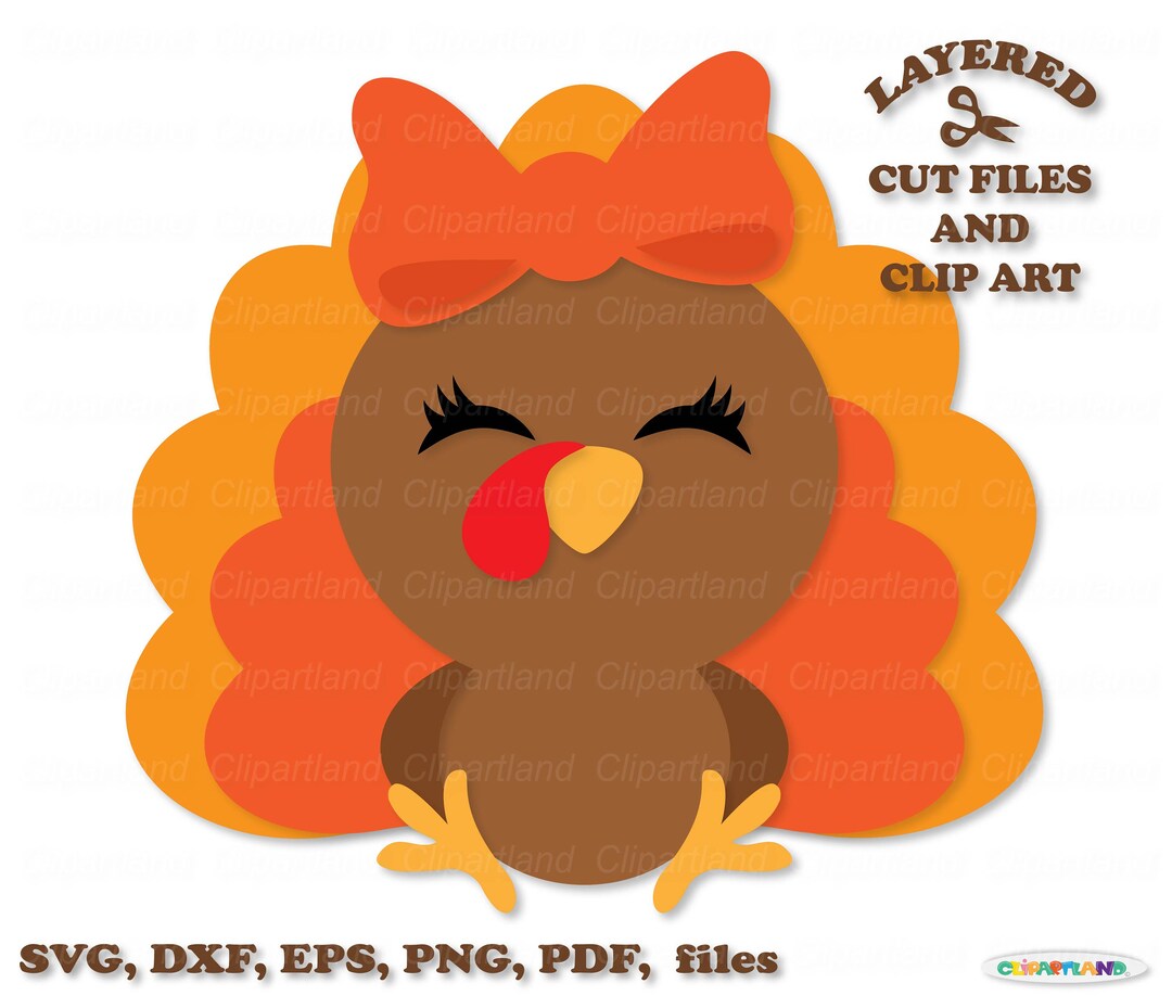 Cute Turkey SVG, Girly Clipart, Thanksgiving Cut Files (digital ...
