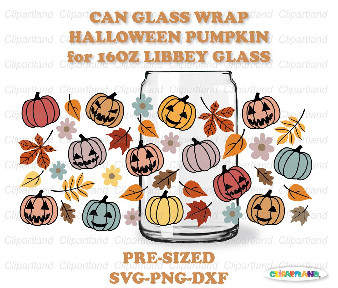 INSTANT Download. Cute Halloween Pumpkin Libbey Can Glass Wrap Template ...