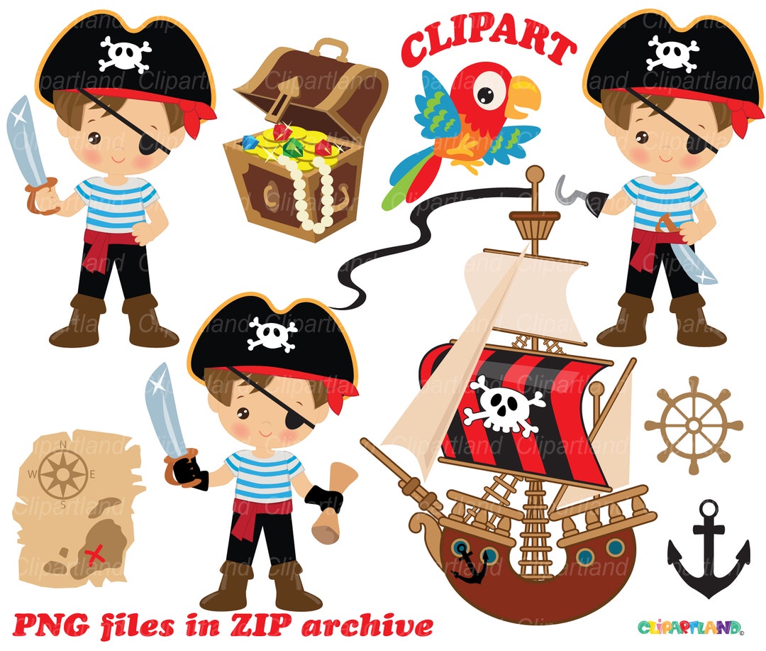 INSTANT DOWNLOAD. Cute Pirate Boy Clip Art. Personal and Commercial Use ...