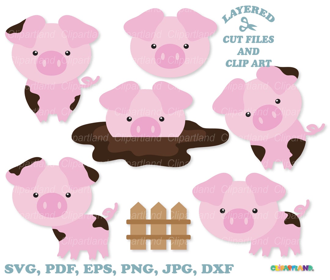 Cute Pig Clipart, Pig in Mud SVG, PNG, DXF (digital Download) - Etsy