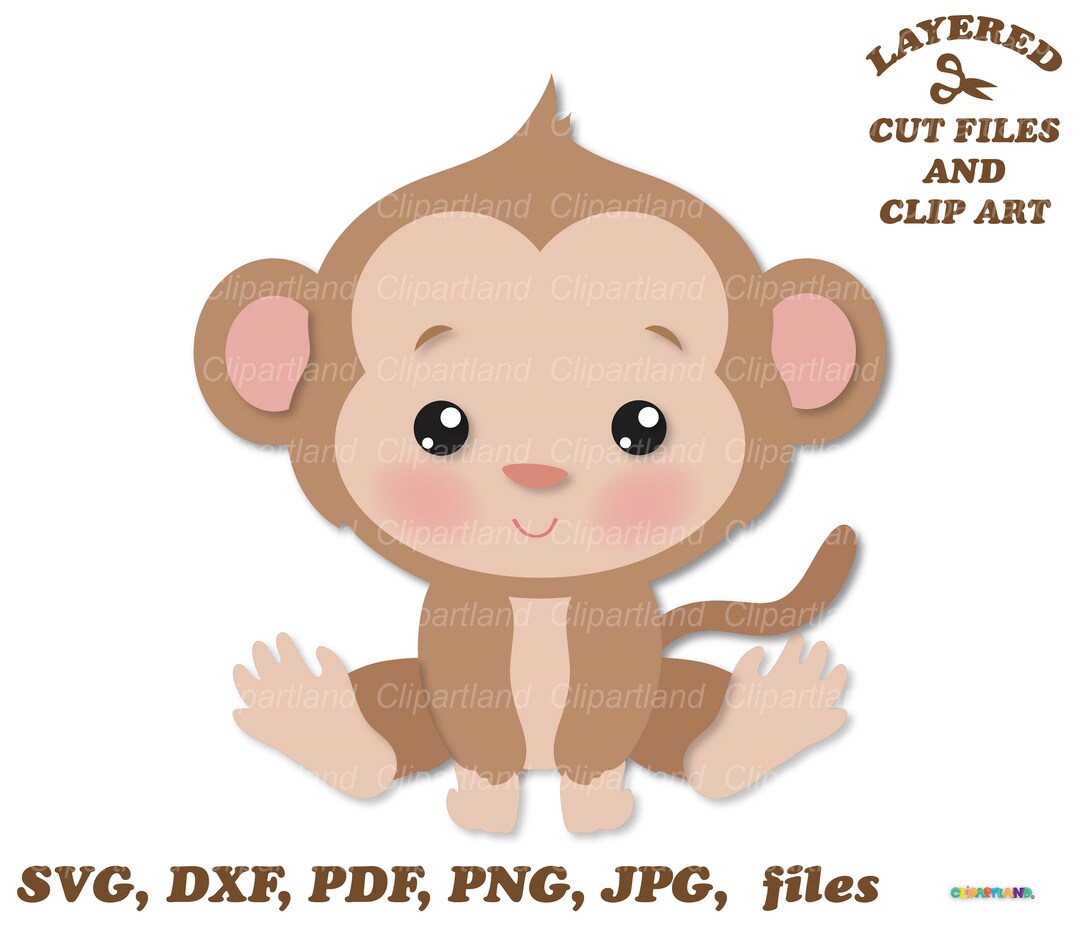 INSTANT Download. Cute Little Monkey Cut Files and Clip Art. Commercial ...
