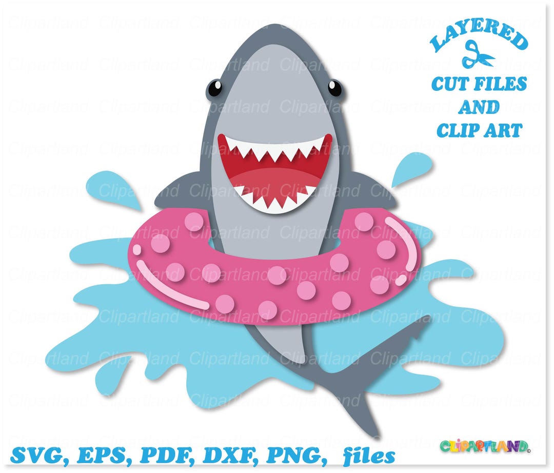 INSTANT Download. Cute Smiling Shark in Pool Cut File and Clip Art ...