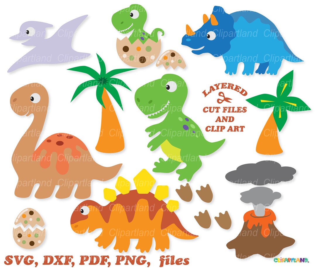 INSTANT Download. Cute Dinosaur Bundle Cut File and Clip Art. Personal ...