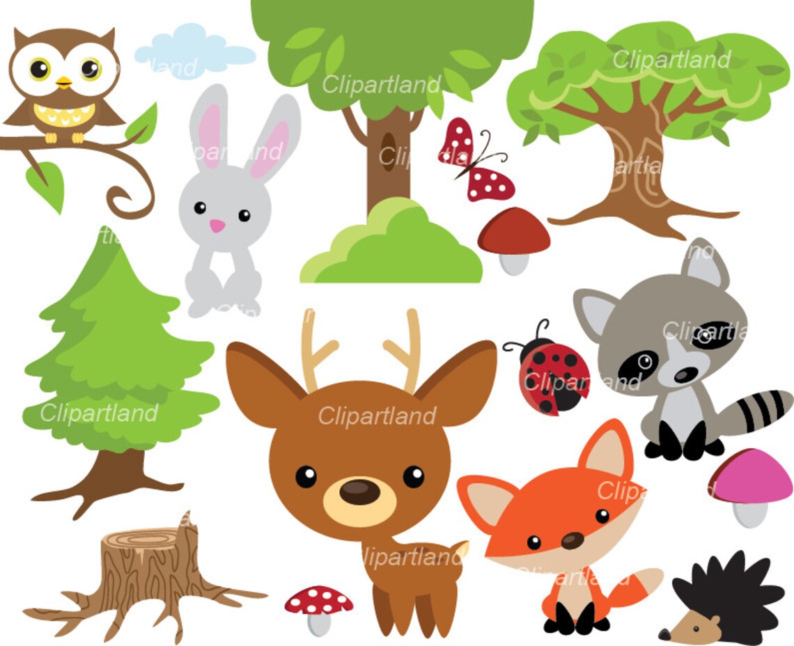 INSTANT Download. Forest friends. Woodland clip art. Cf_33. | Etsy