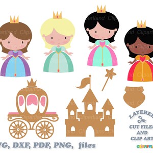 INSTANT Download. Cute Princess Girl Set Svg Cut File and Clip Art ...
