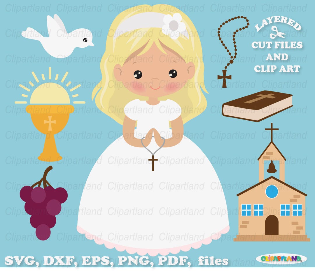 INSTANT Download. First Communion Girl Cut File and Clip Art. Personal ...