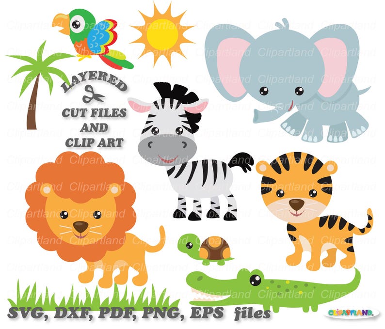 INSTANT Download. Cute Jungle Animals Set Svg Cut File and Clip Art. A ...