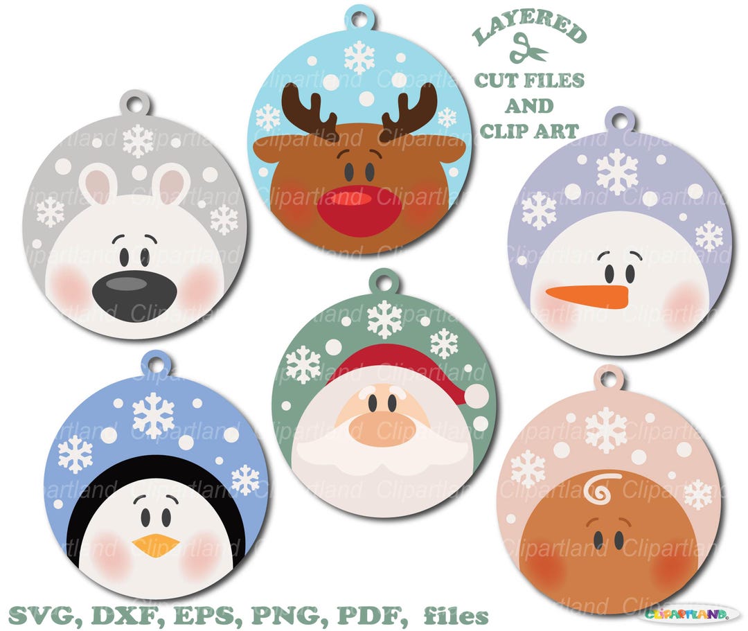 INSTANT Download. Cute Christmas Ornament Bundle Cut File and Clip Art ...