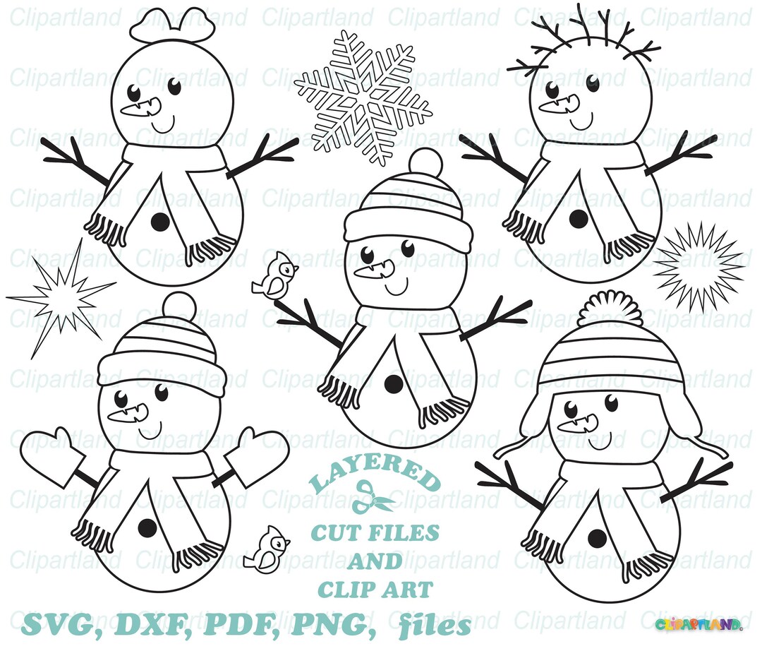 INSTANT Download. Cute Christmas Snowman Cut Files and Clip Art ...