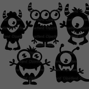INSTANT Download. Cute Little Monster Silhouette Svg Cut File and Clip ...