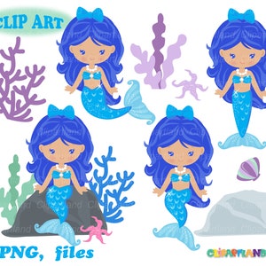 INSTANT Download. Pretty Mermaid Clip Art. Personal and Commercial Use ...