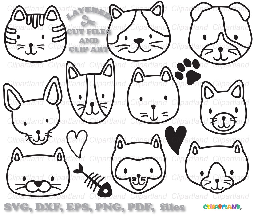 INSTANT Download. Cute Cat Face Svg Cut File and Clip Art. Commercial ...