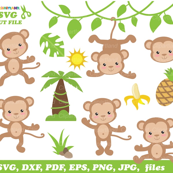 Jungle Friends - Digital Stamps - Clipart - Line Art - Etsy Denmark