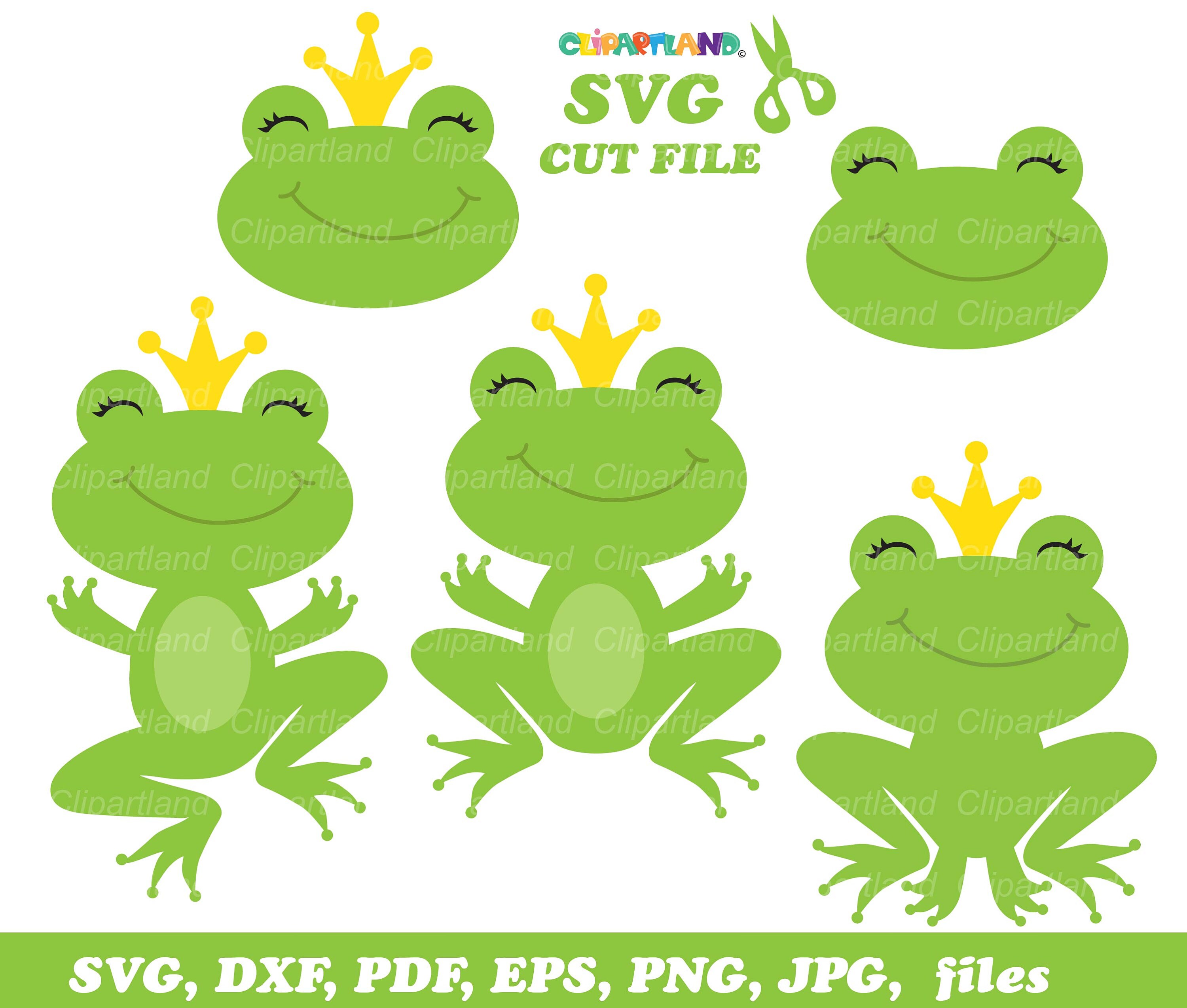 Frog Png Jpg Eps Ai Frog Dxf Silhouette Cute Frog Clipart Frog Svg File ...