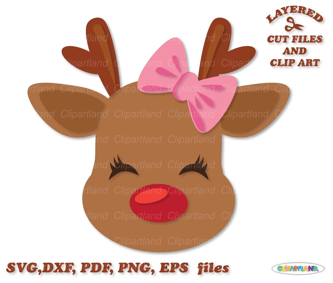 INSTANT Download. Cute Christmas Girly Reindeer Face Svg, Dxf Cut Files ...