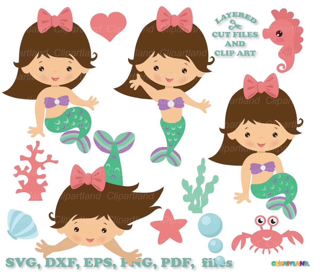 INSTANT Download. Cute Mermaid Svg Cut File and Clip Art. Commercial ...