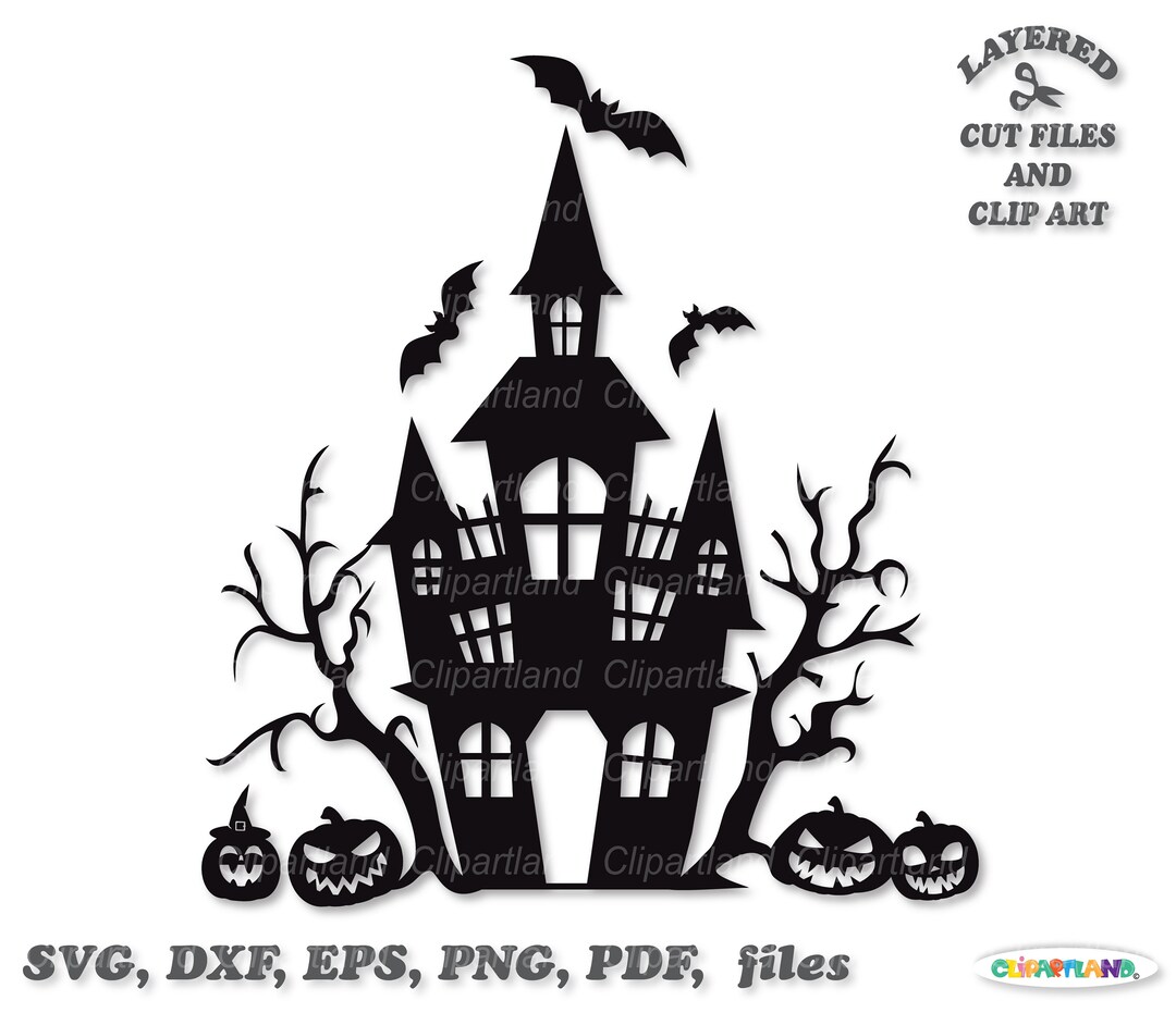 INSTANT Download. Scary Halloween Abandoned Haunted House Silhouette ...