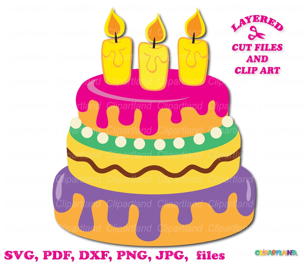 INSTANT Download. Cute Birthday Cake Cut File and Clip Art. Personal ...
