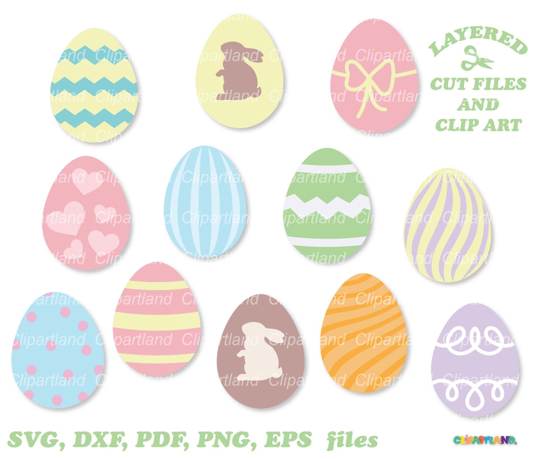 INSTANT Download. Easter Eggs Cut Files and Clip Art. Commercial ...