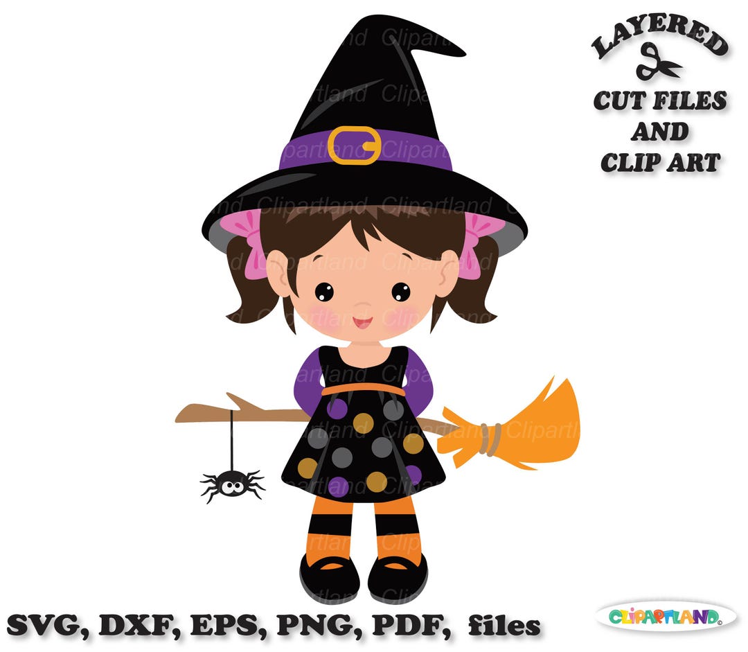 INSTANT Download. Cute Little Witch Girl Svg Cut File and Clip Art ...