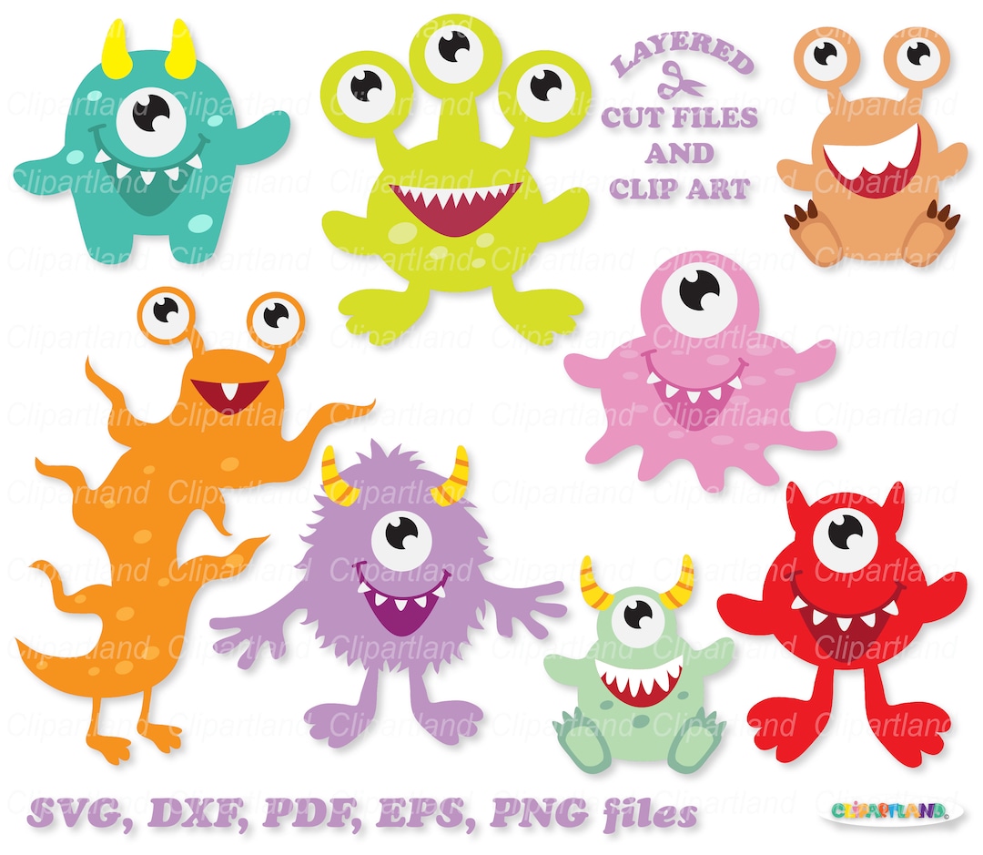 INSTANT Download. Monster Layered Svg Cut Files. M_32. Personal and ...