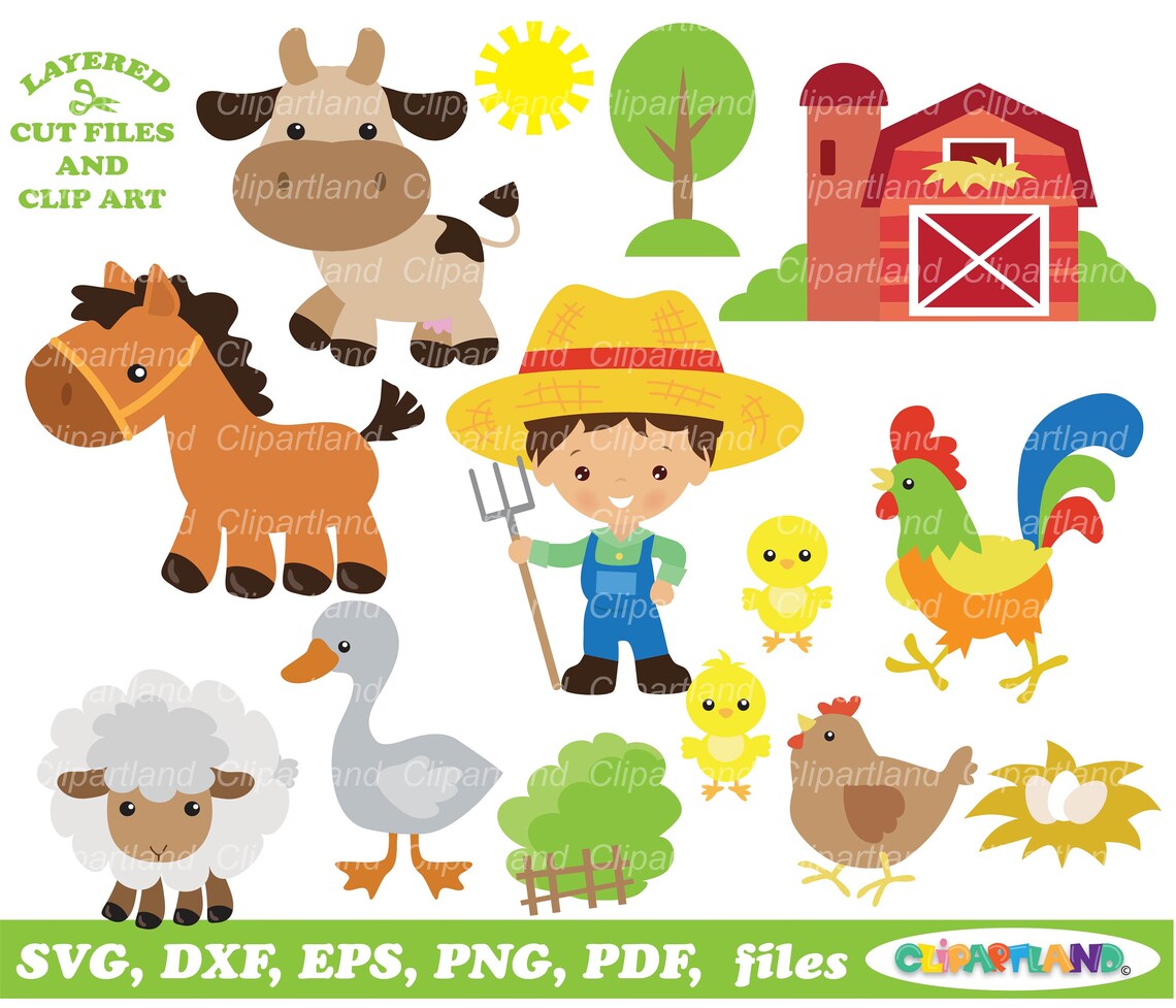 INSTANT Download. Cute Farm Animals Svg Cut File and Clip Art. - Etsy