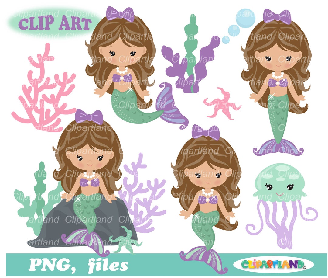INSTANT Download. Cute Mermaids Clip Art. Personal and Commercial Use ...