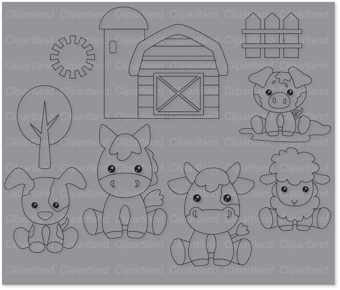 INSTANT Download. Farm Animals Digital Stamp Cut Files and Clip Art ...