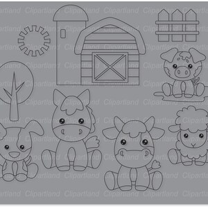 INSTANT Download. Farm Animals Digital Stamp Cut Files and Clip Art ...
