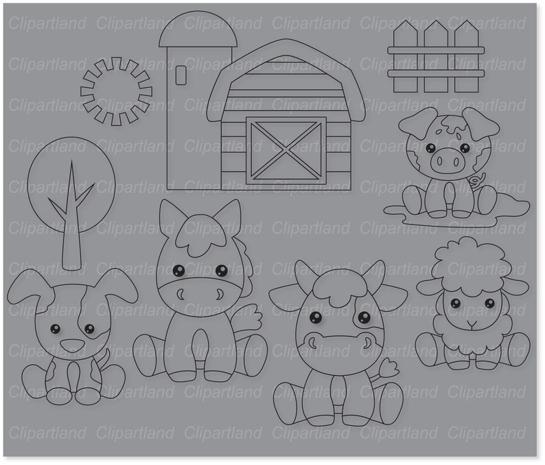 INSTANT Download. Farm Animals Digital Stamp Cut Files and - Etsy