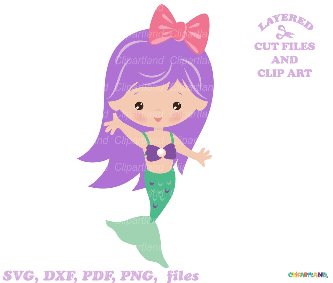 INSTANT Download. Cute Mermaid Cut File and Clip Art. Personal and ...