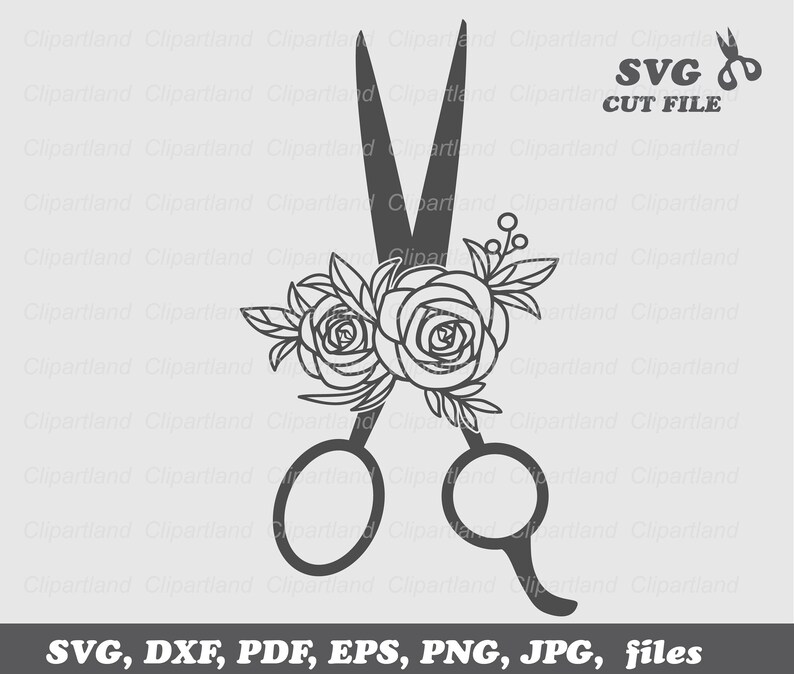 INSTANT Download. Floral scissors svg cut file and clip art. | Etsy